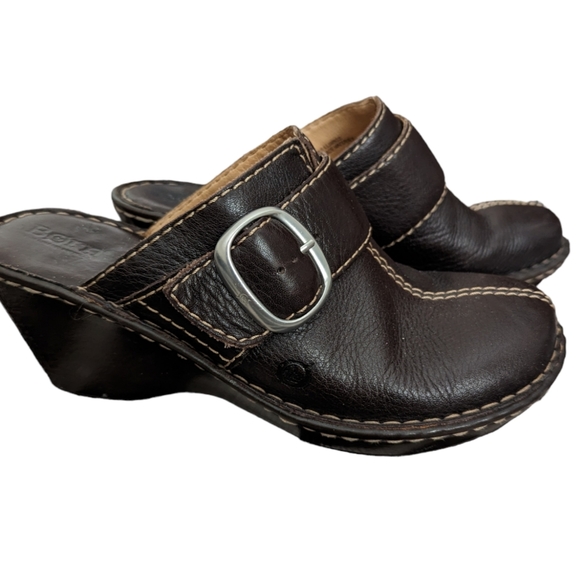 Born | Shoes | Born Brown Pebbled Leather Wedge Clogs Size 8 | Poshmark